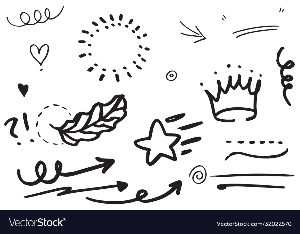 Set hand drawn design elements Royalty Free Vector Image