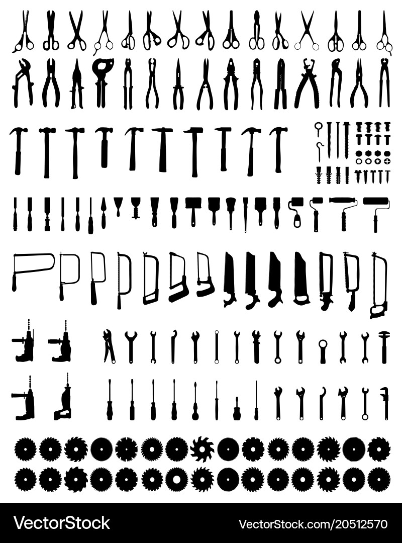 Silhouettes of tools Royalty Free Vector Image