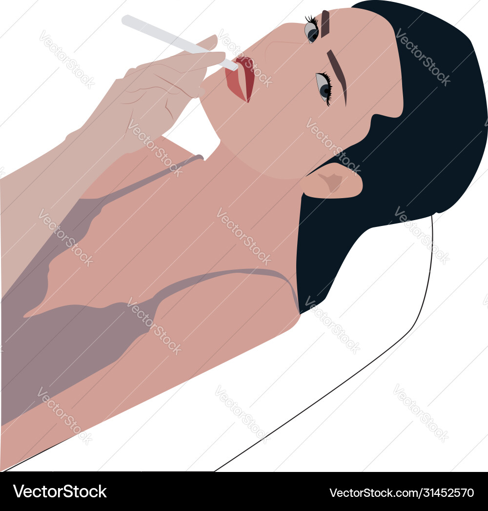 Smoking girl on white background Royalty Free Vector Image