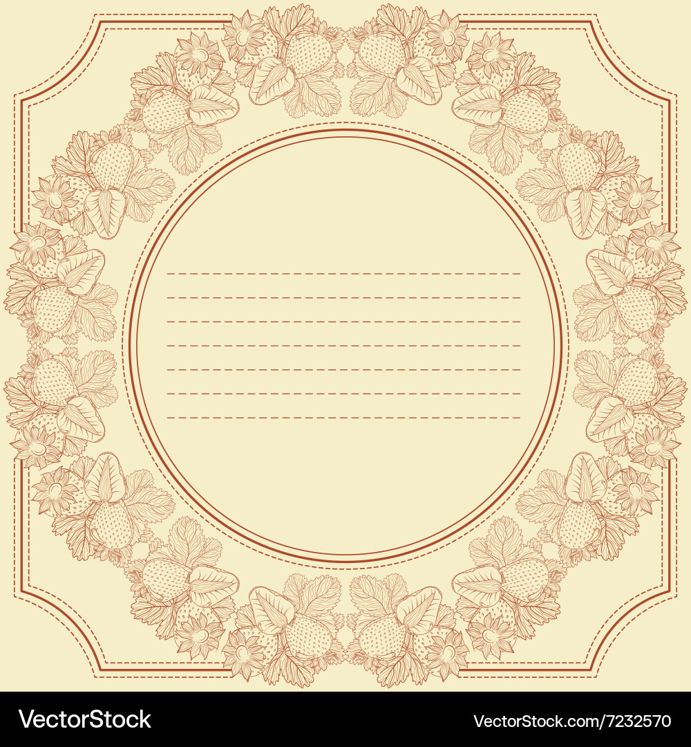 Vintage frame card with strawberry Royalty Free Vector Image