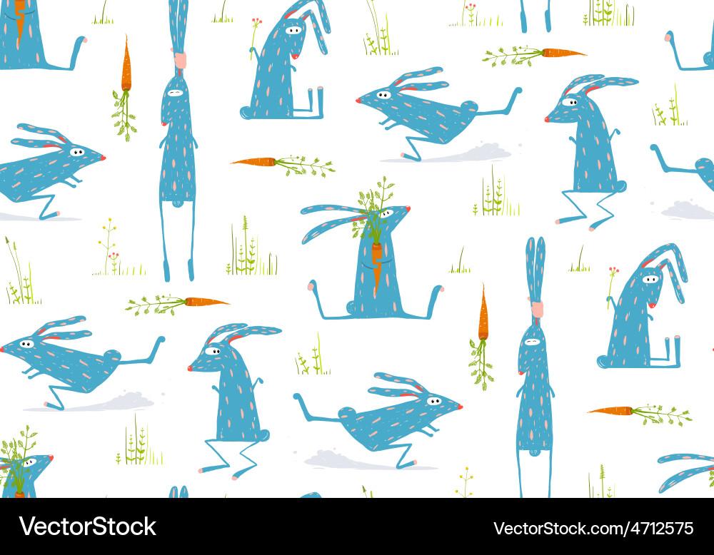 Brightly colored fun cartoon rabbits animals Vector Image