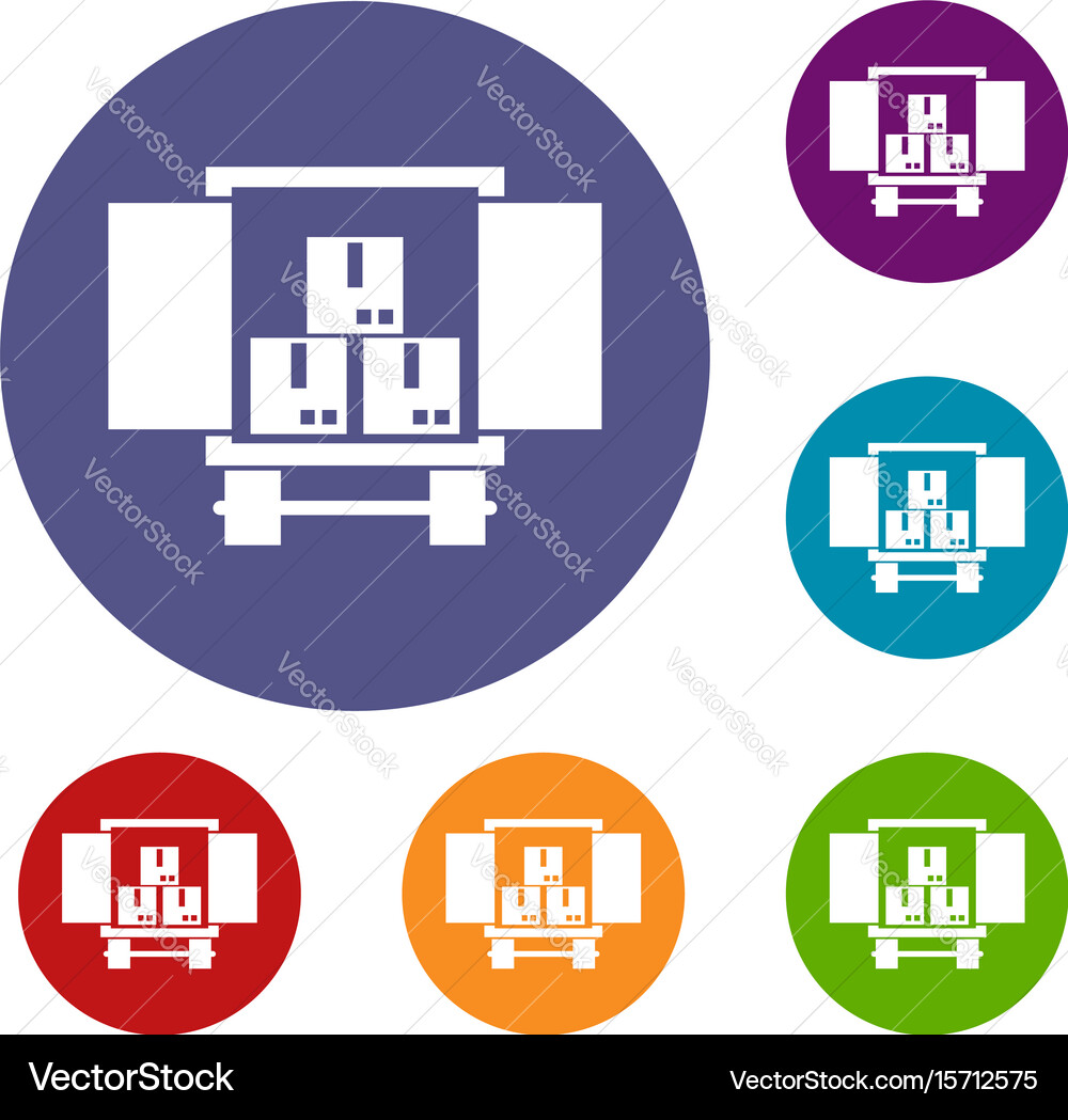 Cargo truck with load icons set Royalty Free Vector Image