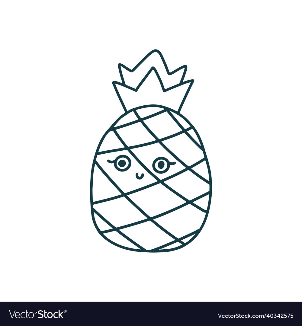 Cute kawaii pineapple with eyes and a smile Vector Image