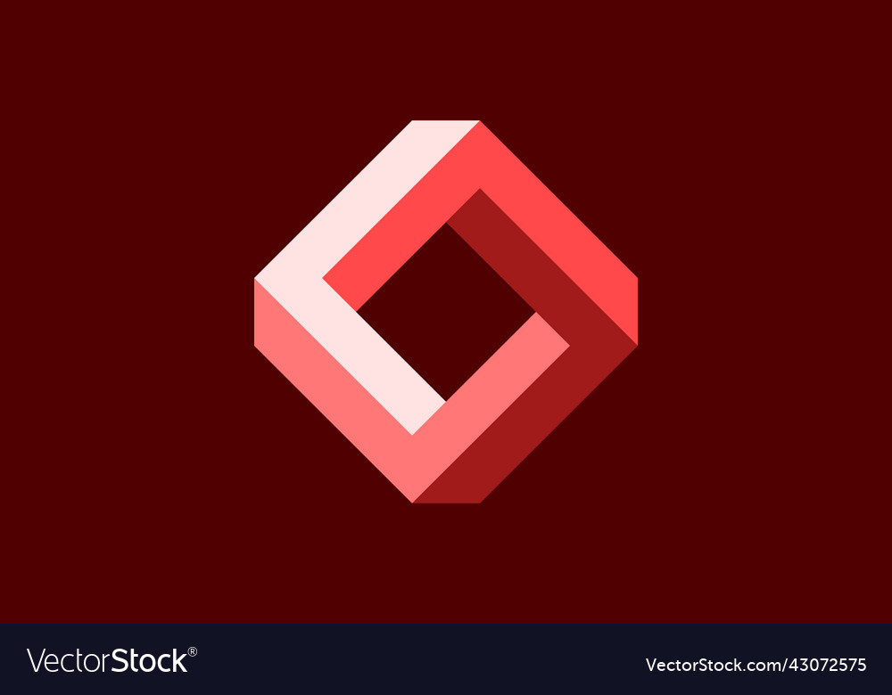 Impossible rectangle shape red infinite rhombus Vector Image