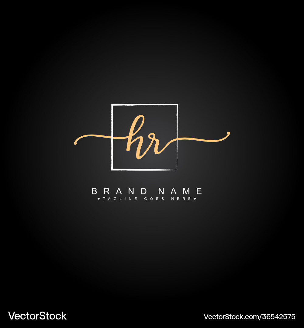 Initial letters hr logo - handwritten signature Vector Image