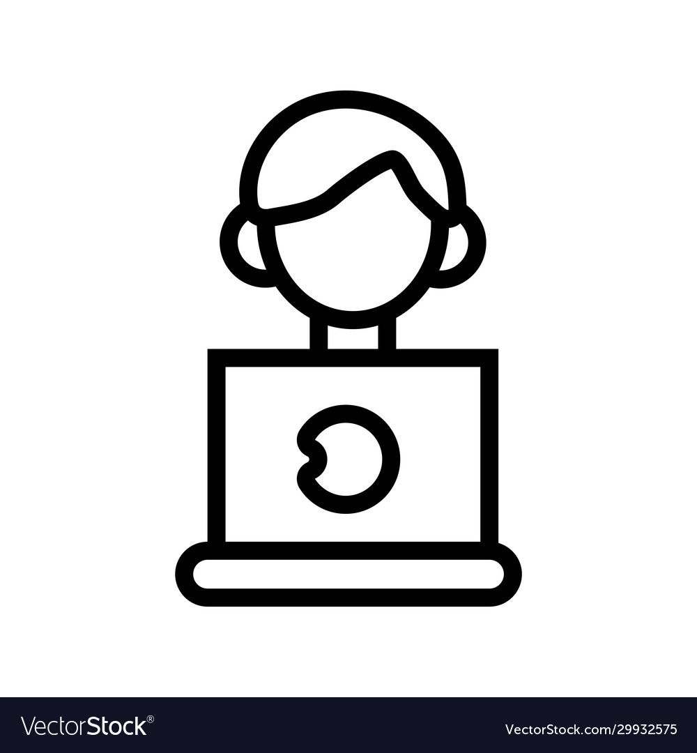 Man using laptop computer line style icon Vector Image