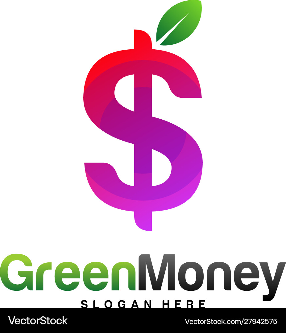 Money with leaf logo design concept green Vector Image
