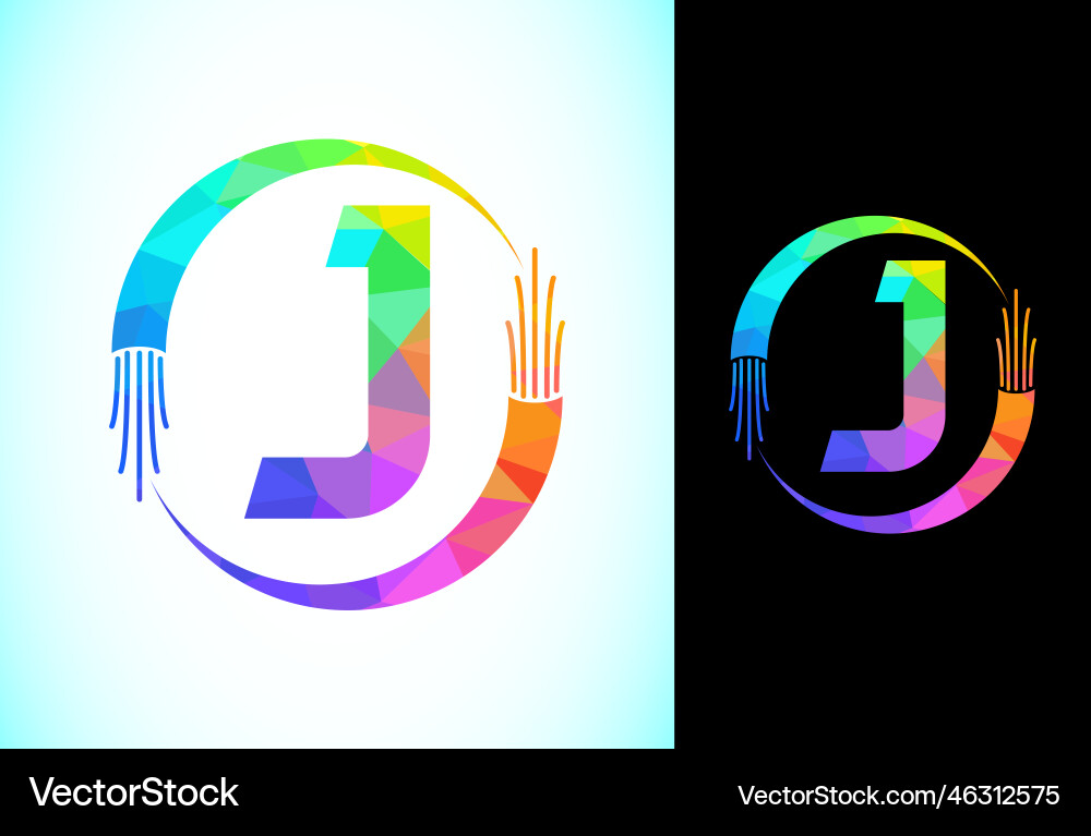 Polygonal alphabet j with electric wire Royalty Free Vector