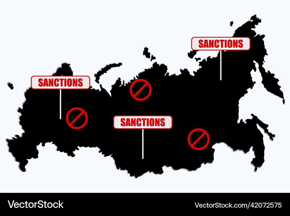Sanctions against russian federation russian map Vector Image