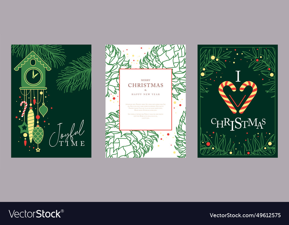 Set of christmas holiday greeting cards or covers Vector Image