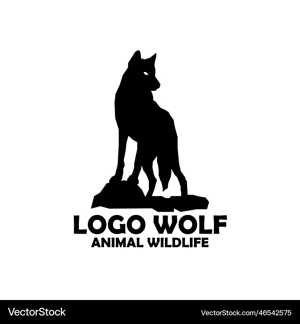 Silhouette of wolf design logo Royalty Free Vector Image