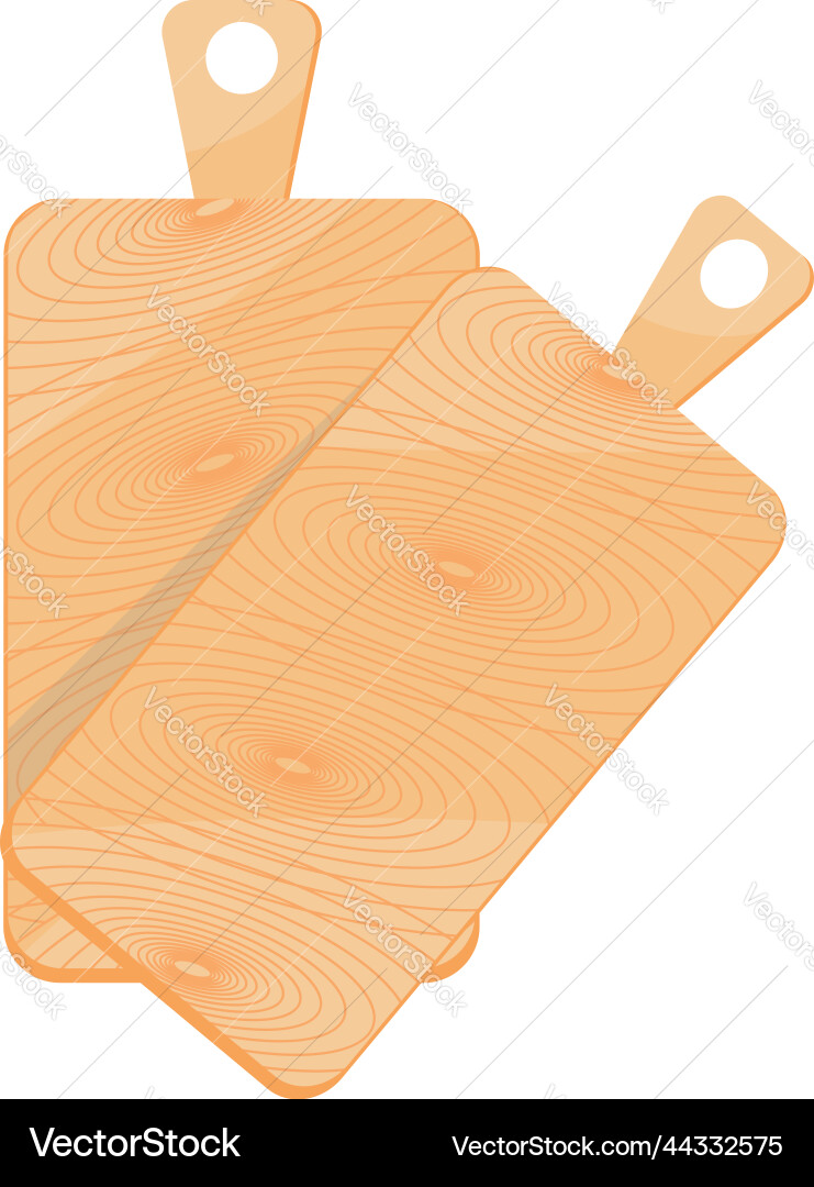 Two wooden chopping boards on a white background Vector Image