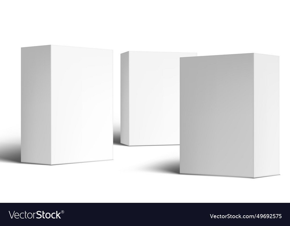 Various angle 3d blank package box set Royalty Free Vector