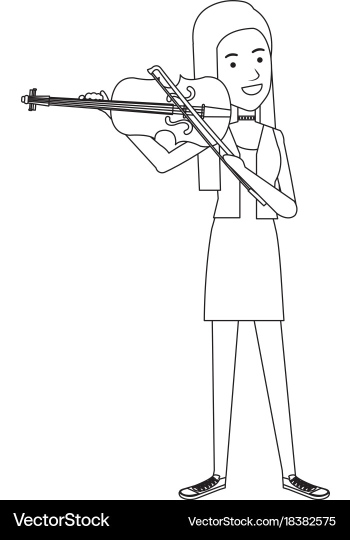 Woman playing fiddle character Royalty Free Vector Image