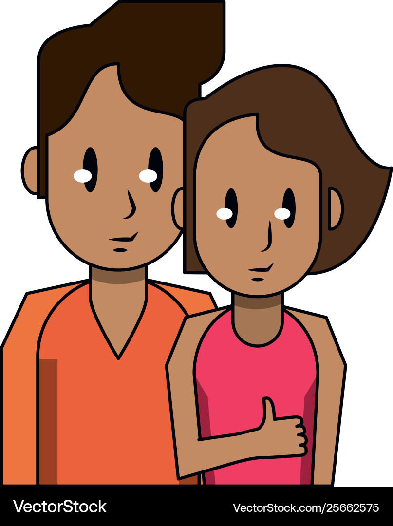Young couple cartoon profile isolated Royalty Free Vector