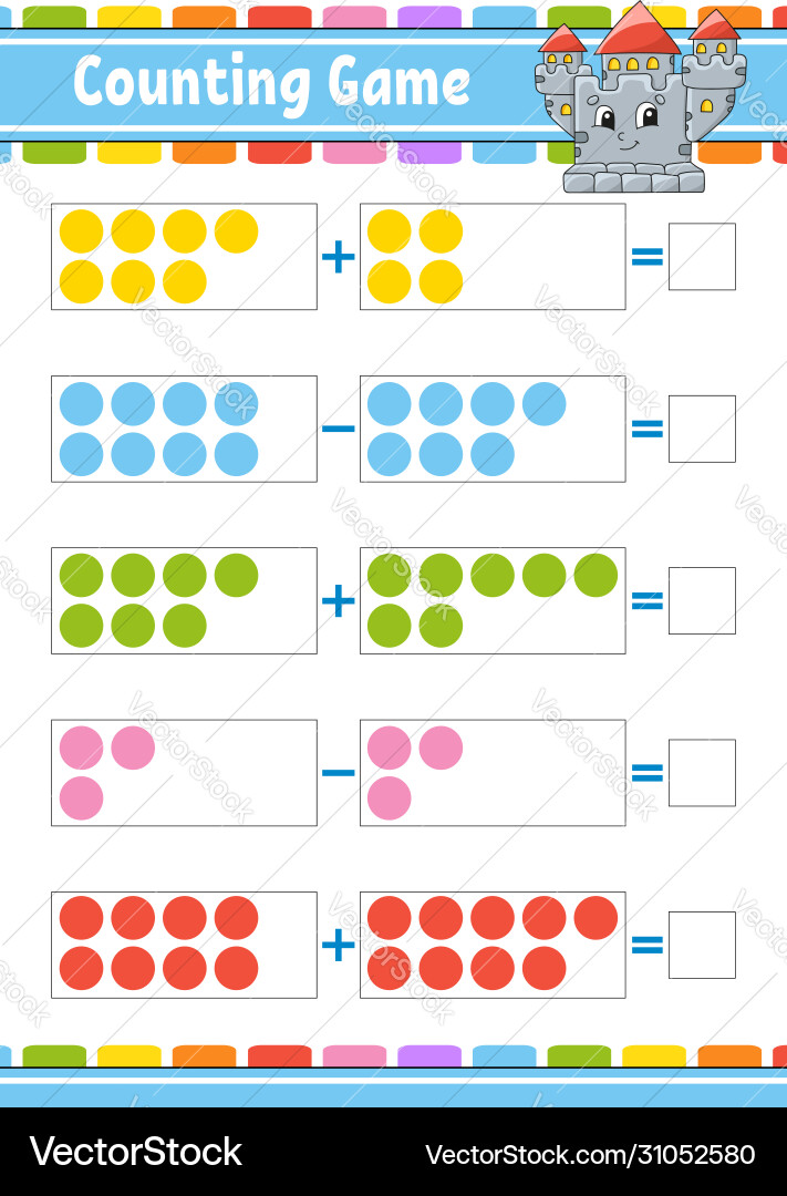 Addition and subtraction task for kids education Vector Image