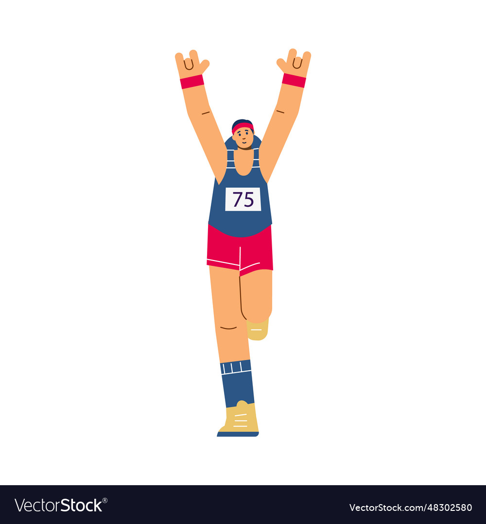 Happy woman running marathon flat Royalty Free Vector Image
