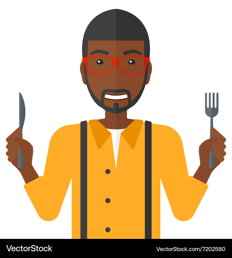 Hungry man waiting for food Royalty Free Vector Image