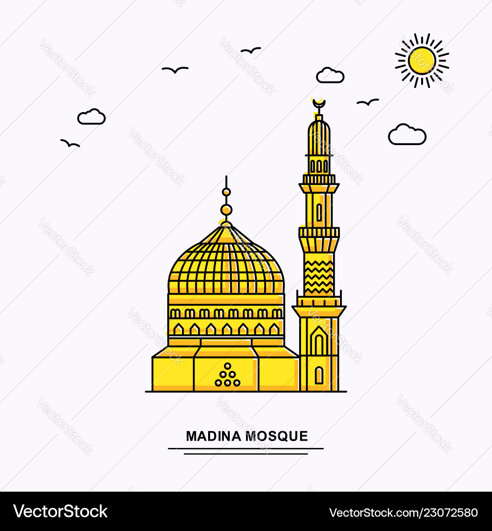 Madina mosque monument poster template world Vector Image