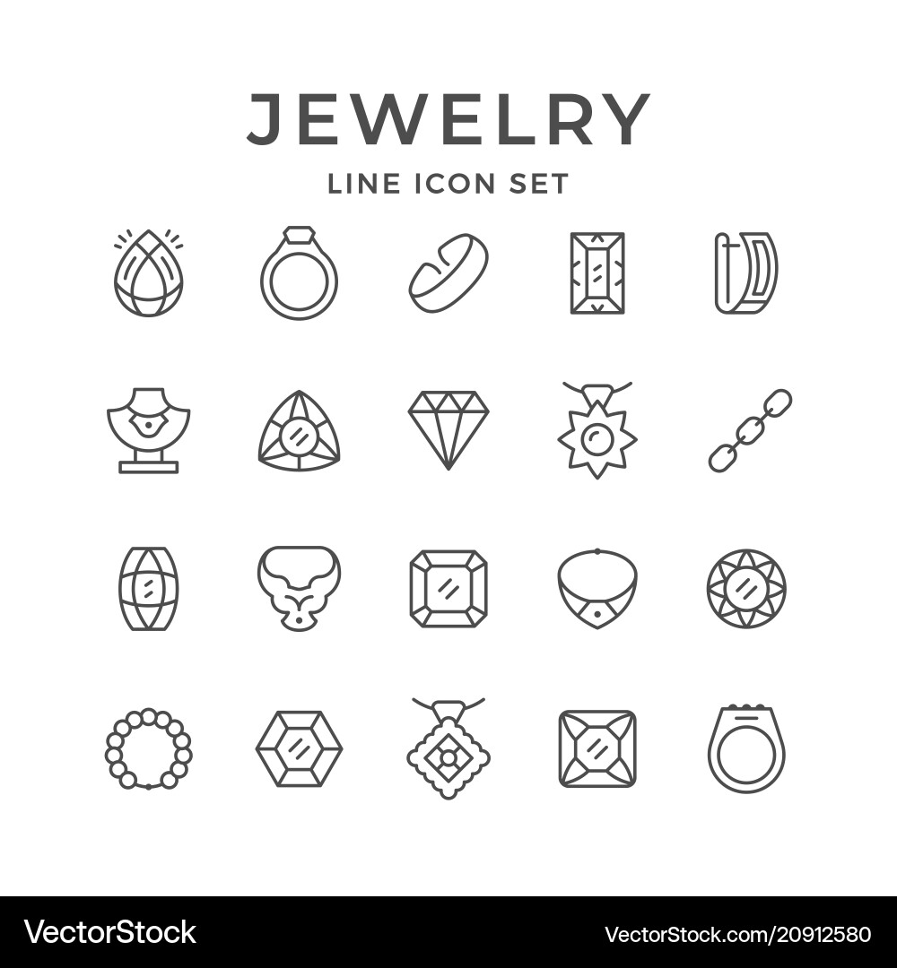 Set line icons jewelry Royalty Free Vector Image