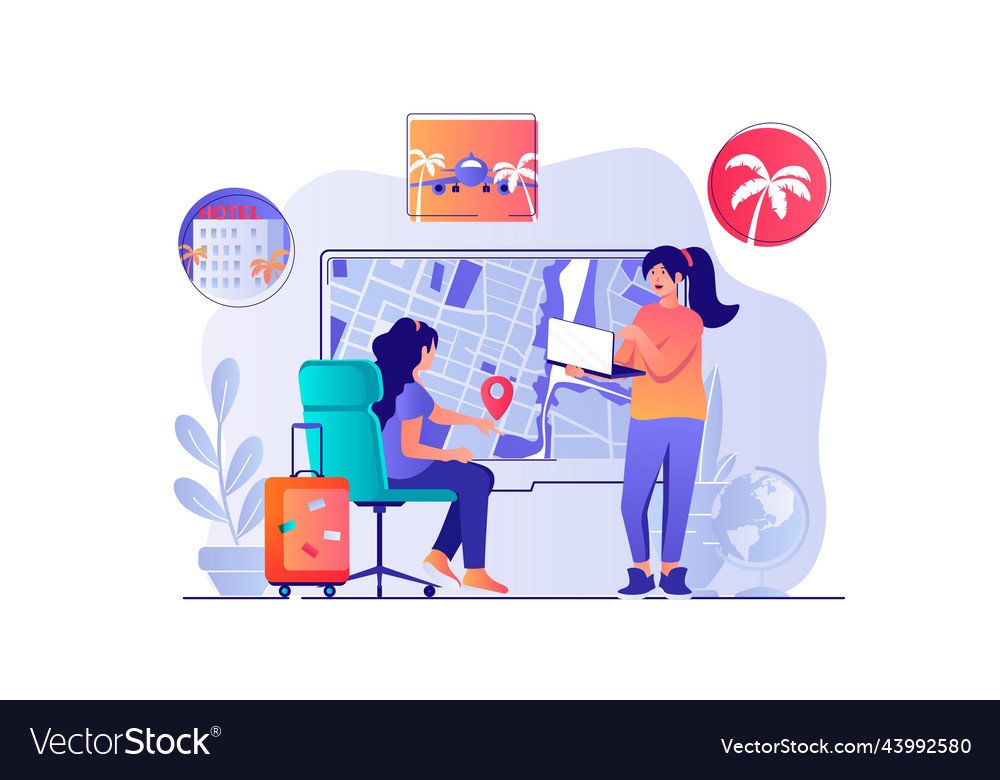 Travel agency concept with people scene Royalty Free Vector