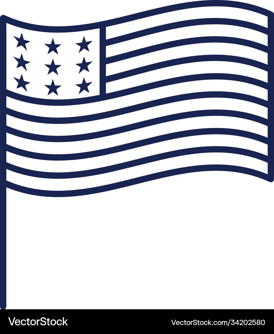 Usa flag line style icon design Royalty Free Vector Image