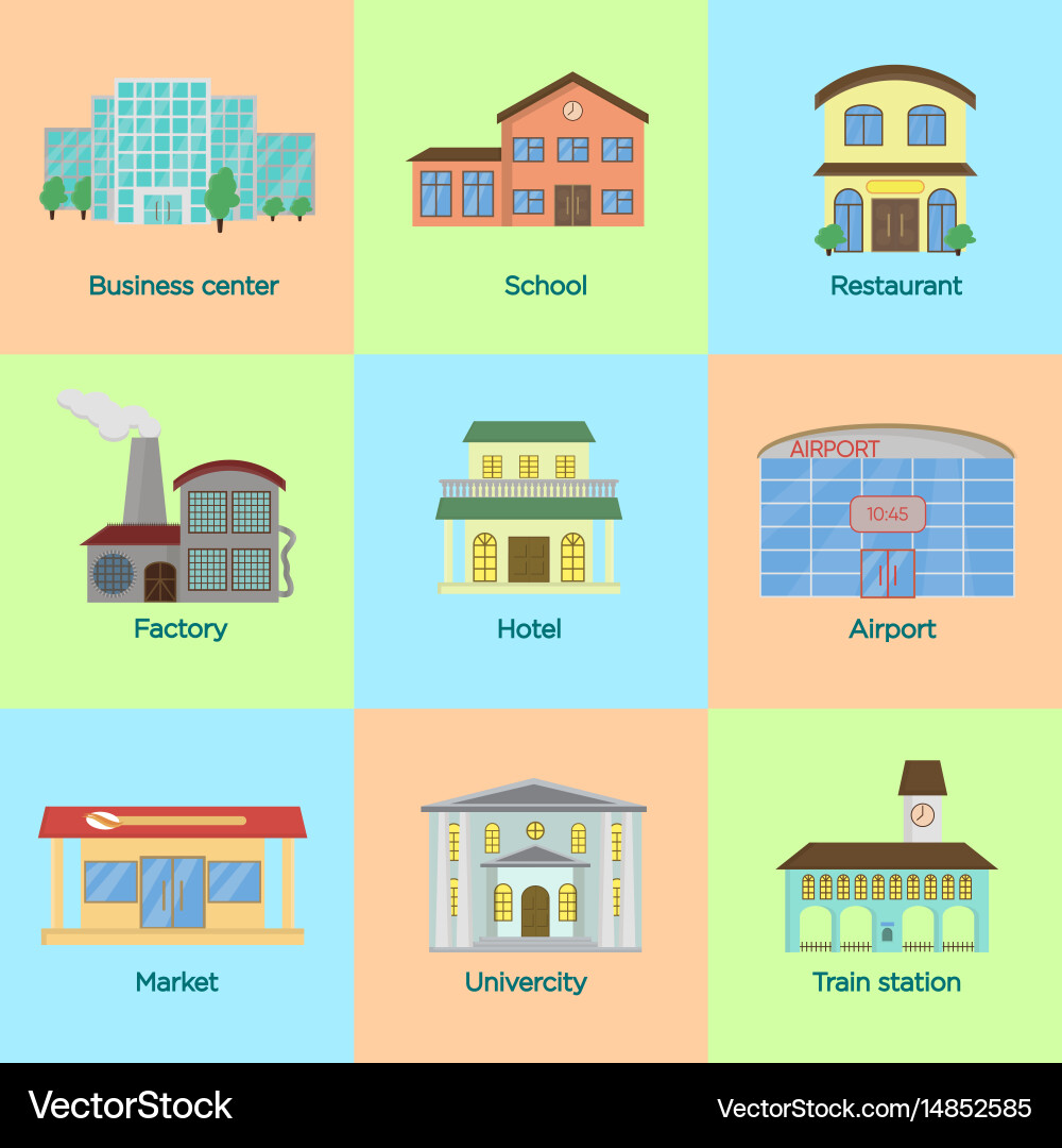 Flat style icons set of Royalty Free Vector Image