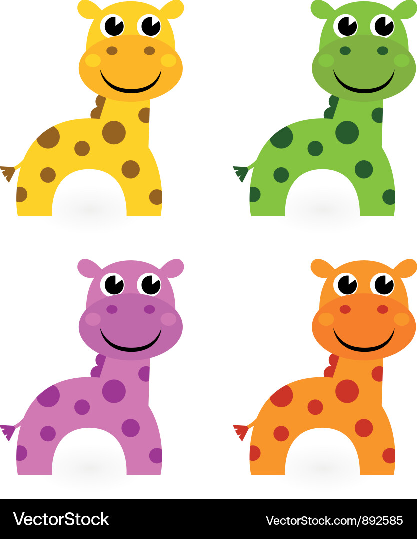 Funny colorful giraffe set isolated on white Vector Image