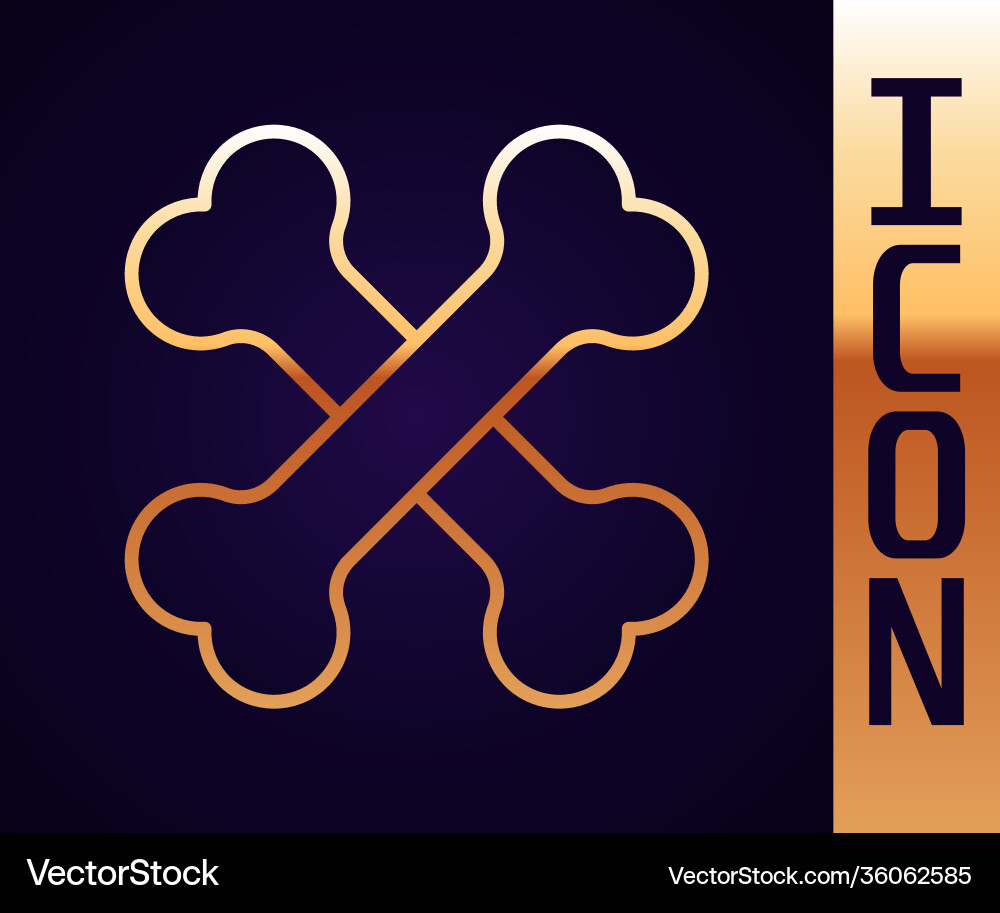 Gold line crossed human bones icon isolated Vector Image