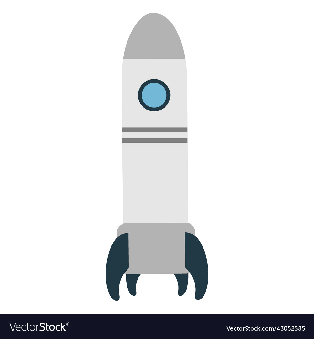 Gray space rocket flat Royalty Free Vector Image