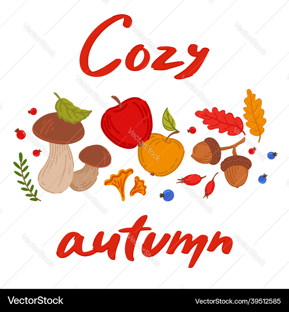 Handwritten lettering cozy autumn Royalty Free Vector Image
