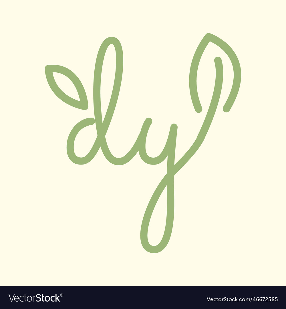 Letter dy line art leaf plant feminine botanical Vector Image