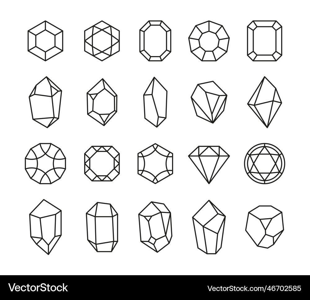 Line natural crystal geode outline sketch Vector Image
