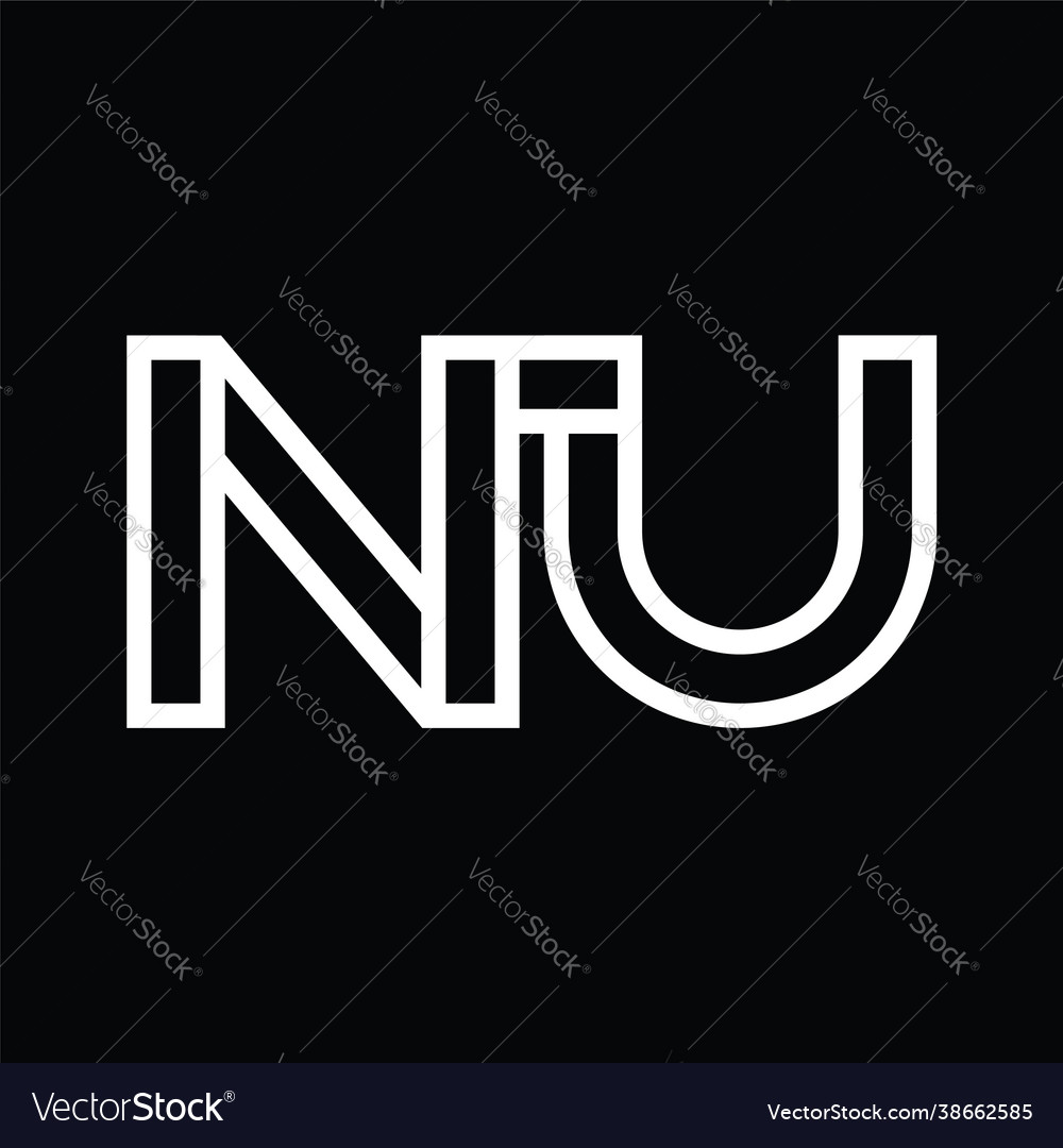 Nu logo monogram with line style negative space Vector Image