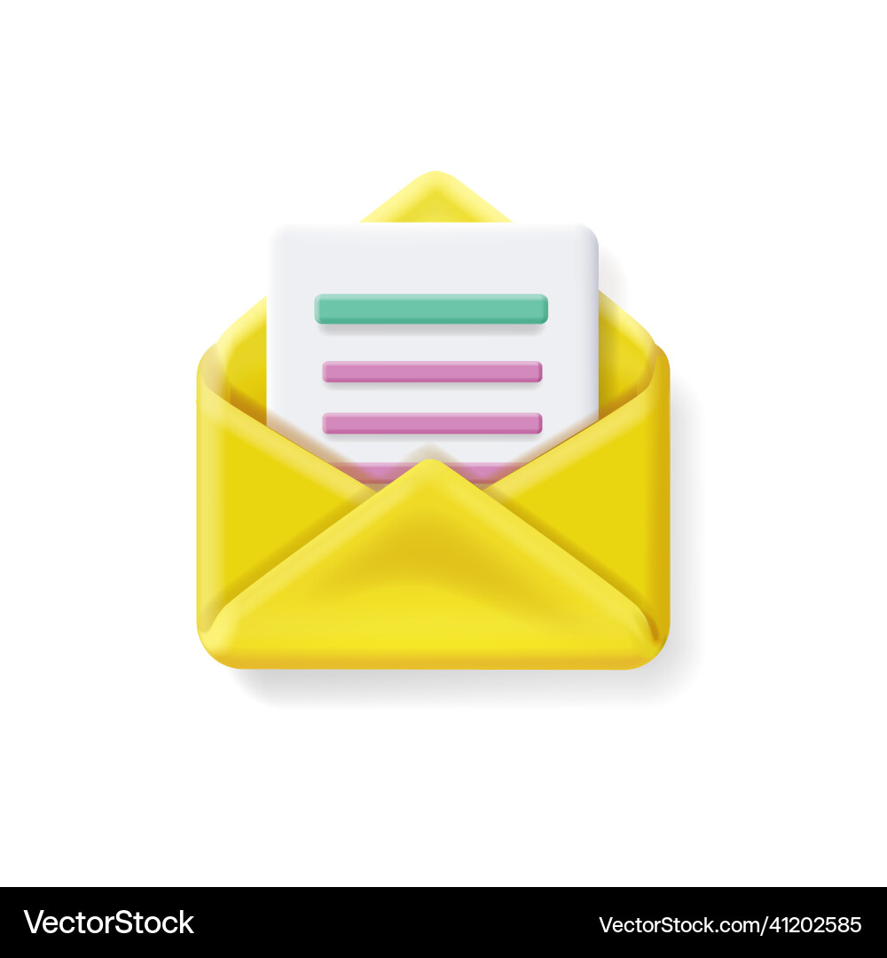 Open envelope with blank paper Royalty Free Vector Image