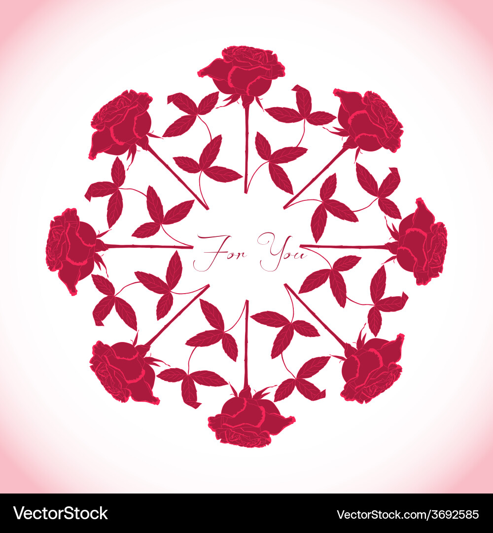 Ornamental round with red roses Royalty Free Vector Image