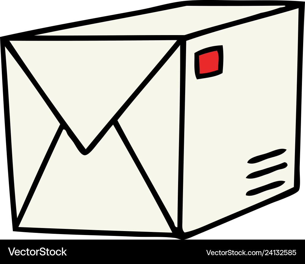 Quirky hand drawn cartoon parcel Royalty Free Vector Image