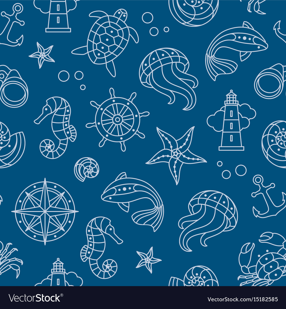 Seaside seamless pattern Royalty Free Vector Image
