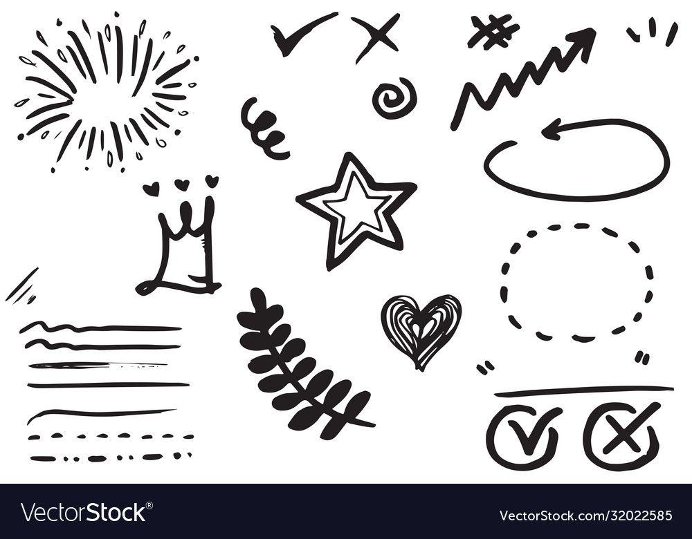 Set hand drawn design elements Royalty Free Vector Image