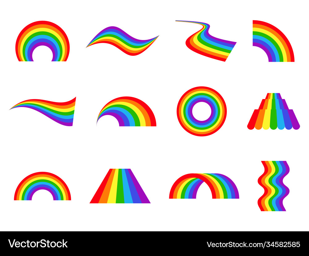Set rainbows icons isolated on white Royalty Free Vector