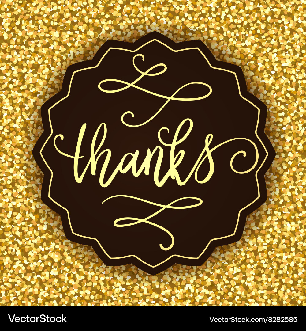 Thanks banner on golden seamless background Vector Image