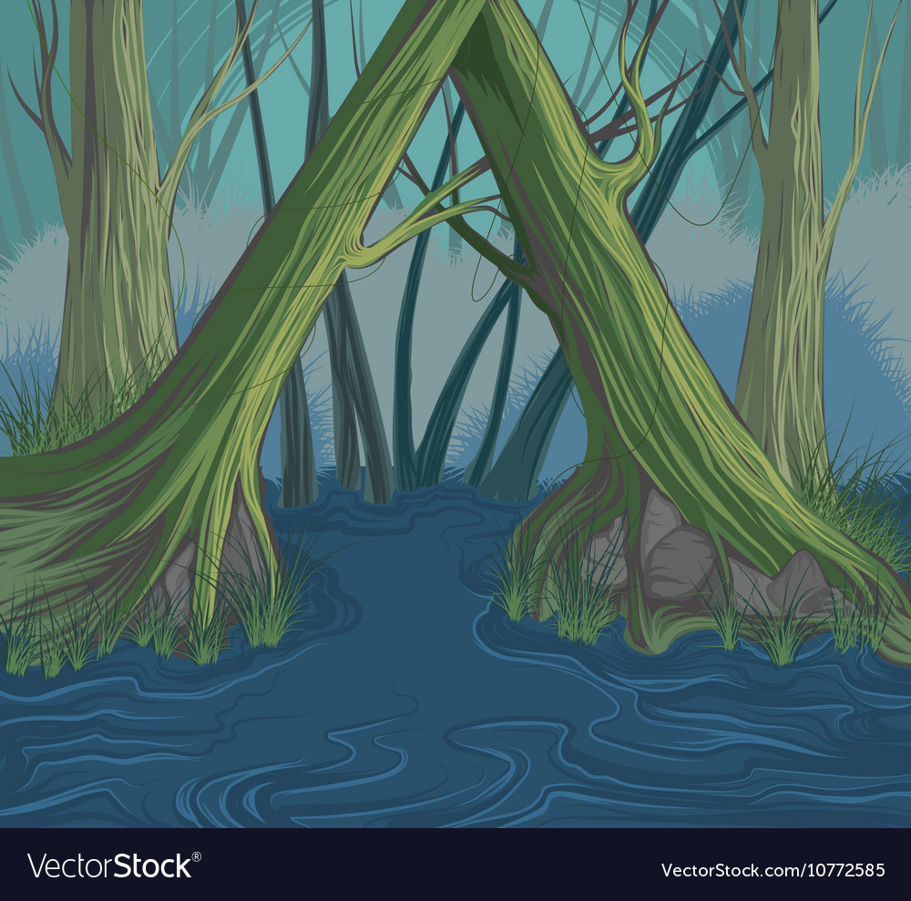 Tree river Royalty Free Vector Image - VectorStock