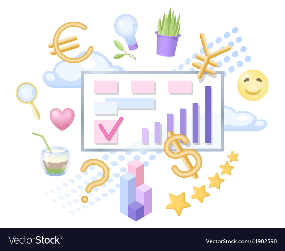 3d finance business icons Royalty Free Vector Image