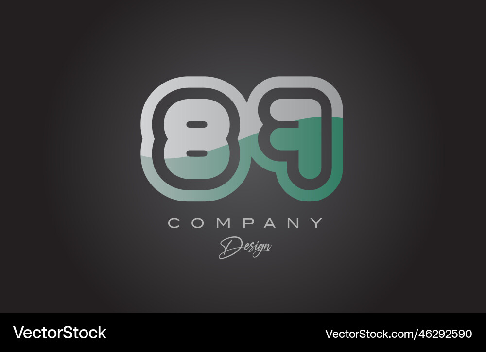 87 green grey number logo icon design creative Vector Image