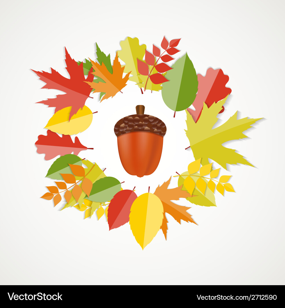 Acorn with Leaves Autumn Royalty Free Vector Image
