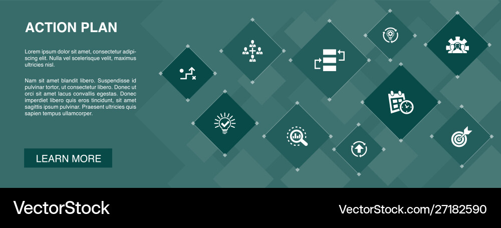 Action plan banner 10 icons conceptimprovement Vector Image