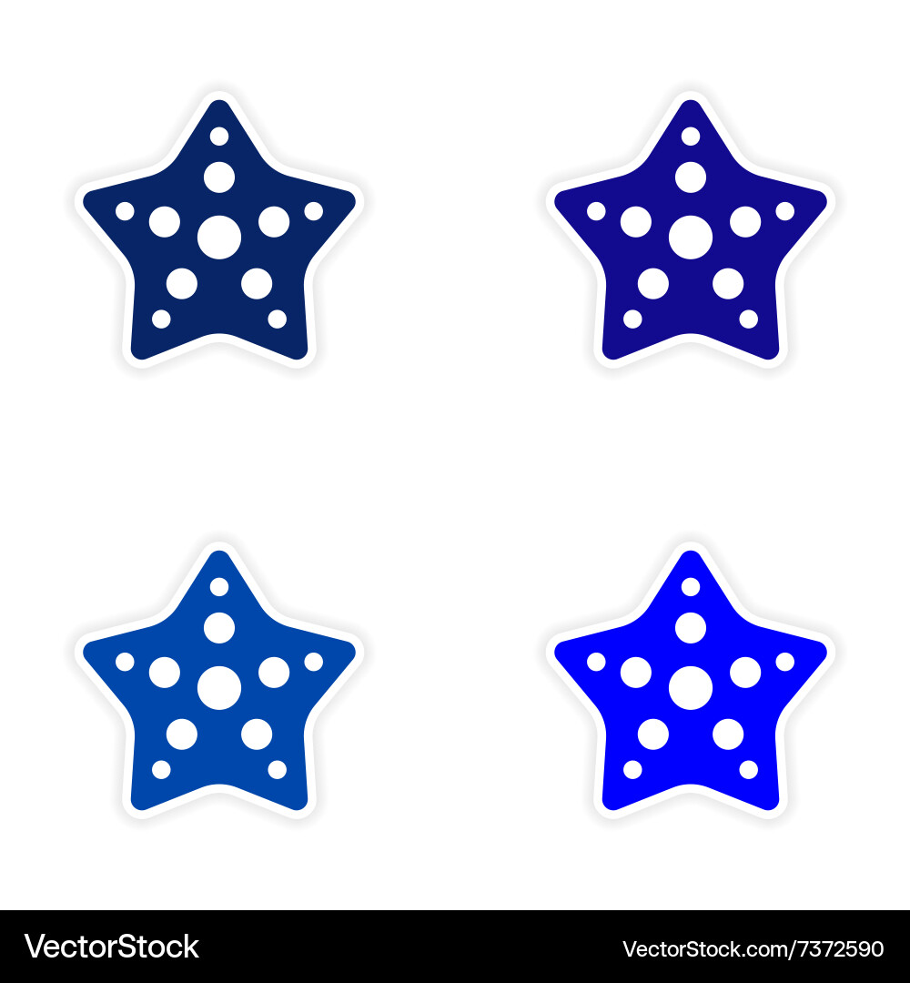 Assembly realistic sticker design on paper star Vector Image