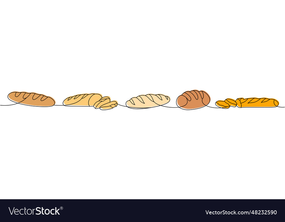 Breads one line colored continuous drawing whole Vector Image Breads one line colored continuous drawing whole Vector Image
