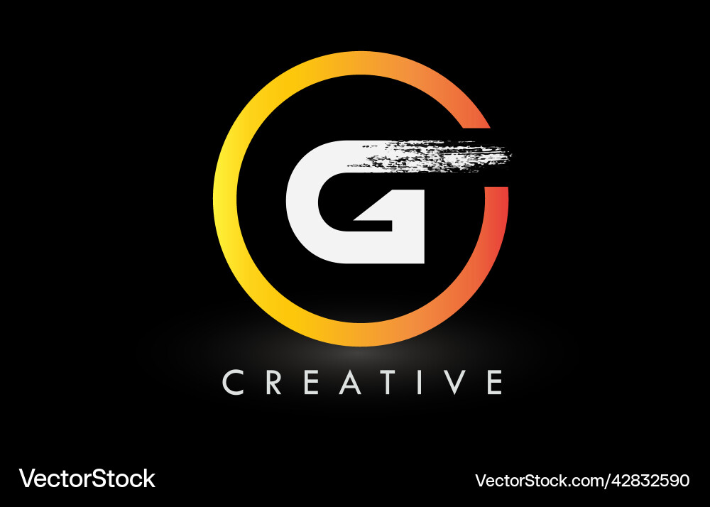 Circular white g brush letter logo design Vector Image