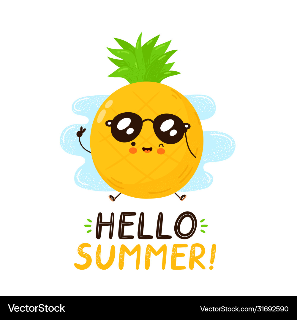 Cute happy funny pineapple fruit Royalty Free Vector Image